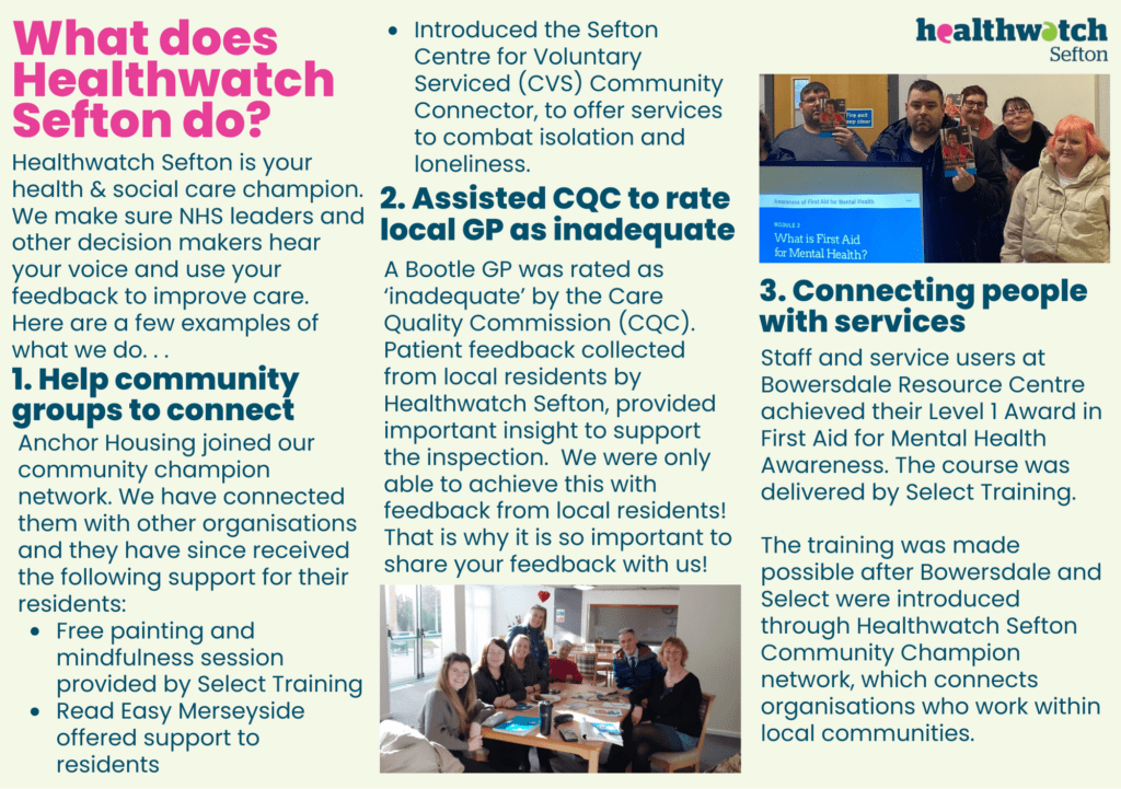 Advice and Information - Healthwatch Sefton